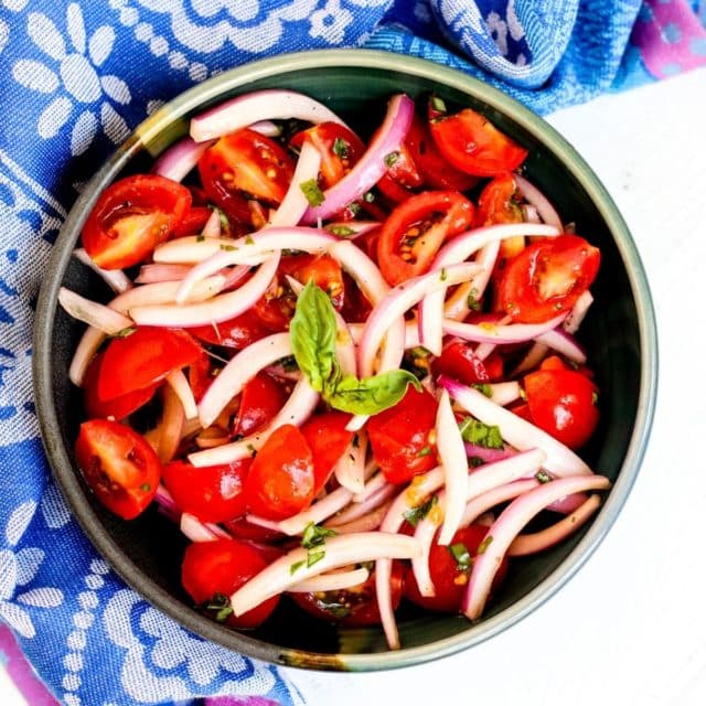 Cherry Tomato and Red Onion Salad with Basil - Veggies Save The Day