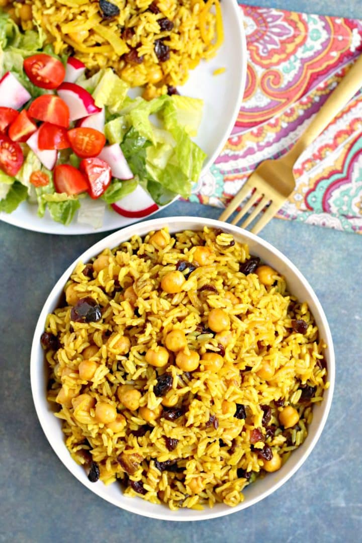 Basmati Rice Pilaf with Chickpeas and Dried Fruit - Veggies Save The Day