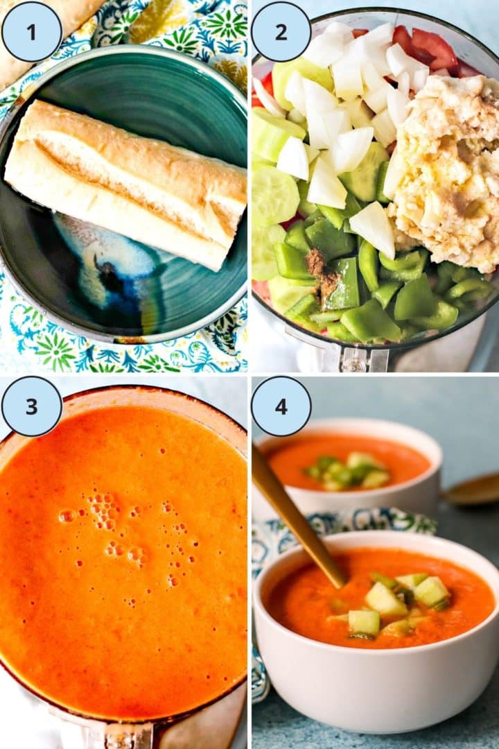 Spanish Cold Tomato Soup with Bread and Olive Oil - Veggies Save The Day
