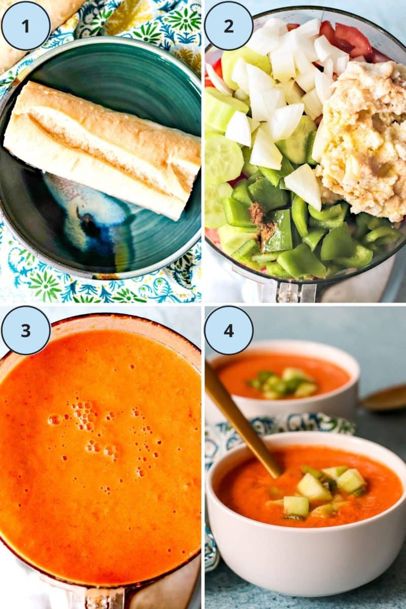Spanish Cold Tomato Soup with Bread and Olive Oil - Veggies Save The Day