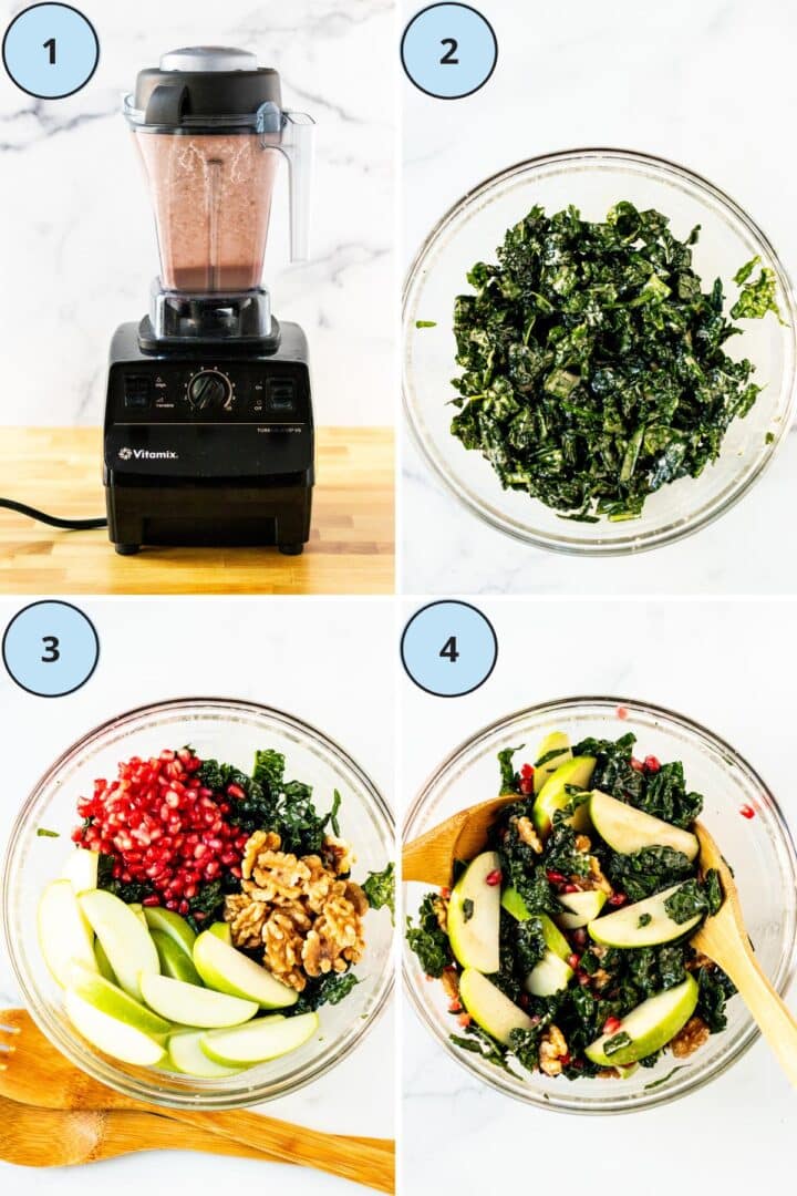 Pomegranate Kale Salad with Apples and Walnuts - Veggies Save The Day