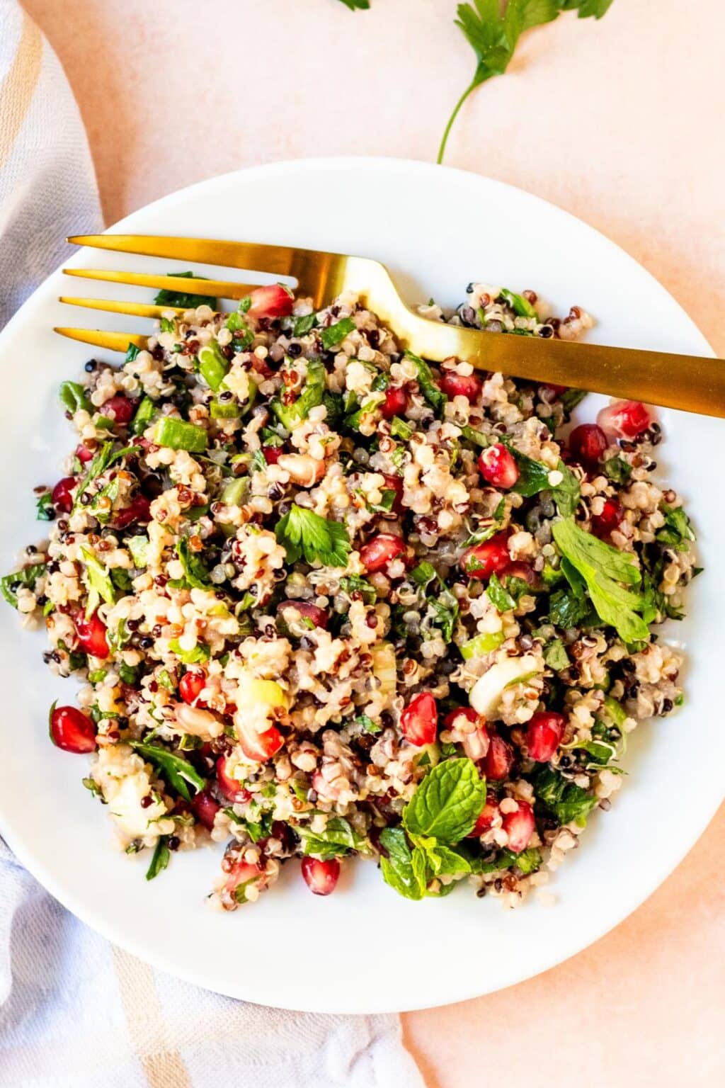 Tangy Pomegranate Quinoa Salad with Fresh Herbs - Veggies Save The Day