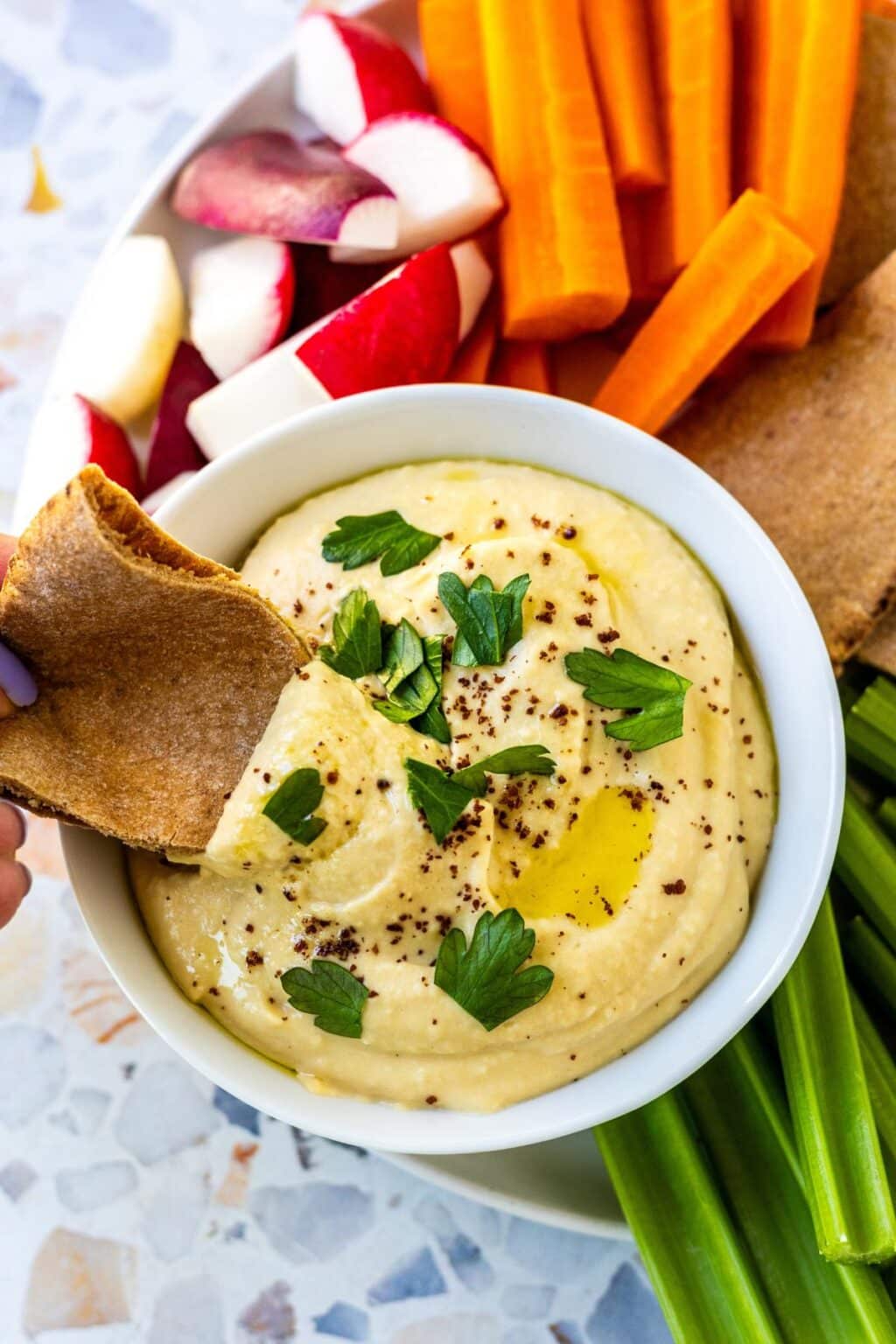 Simple Creamy Hummus (No Fancy Tricks Needed) - Veggies Save The Day